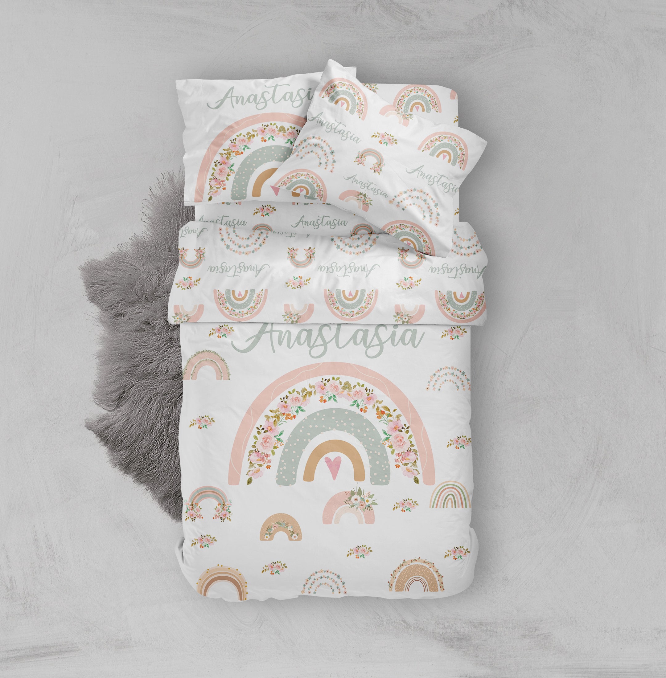 Custom Rainbow Bedding Set Boho Rainbow Bedding Twin Duvet - Etsy