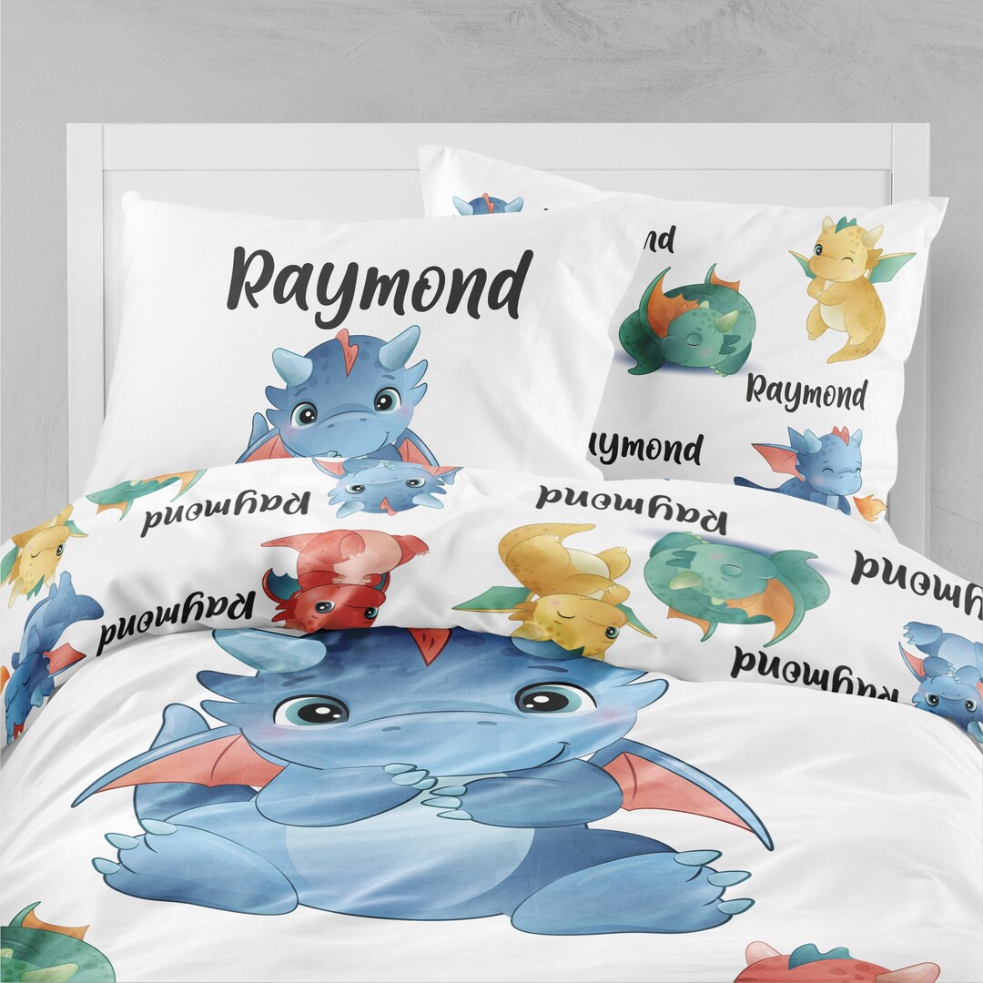 Cute Dragon Duvet Cover Set, Dragon Personalized Bedding, Dragon ...