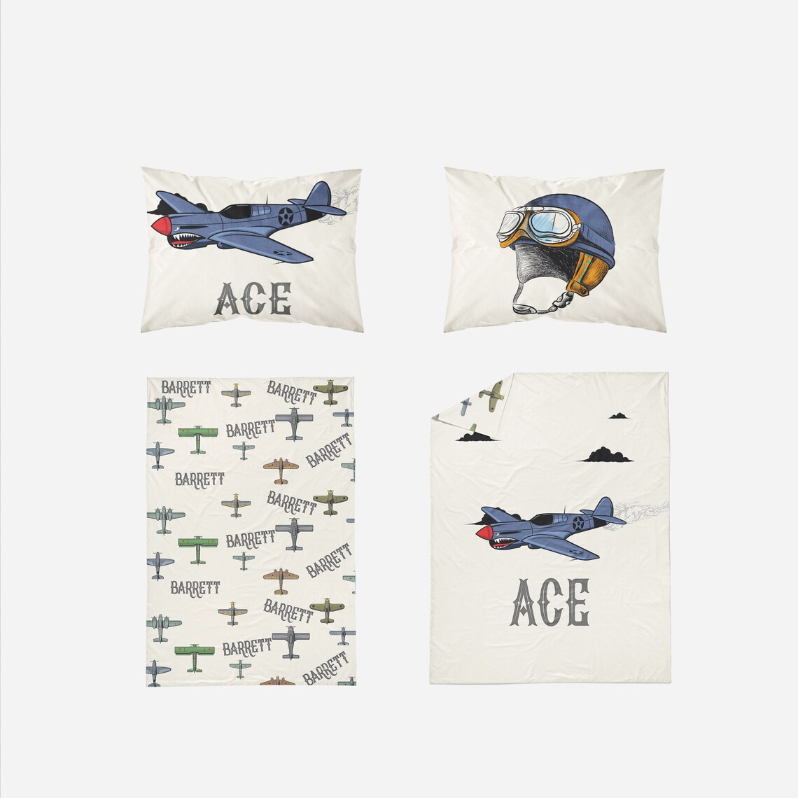 Plane Duvet Cover Set Personalized Bedding Pilot Bedding - Etsy