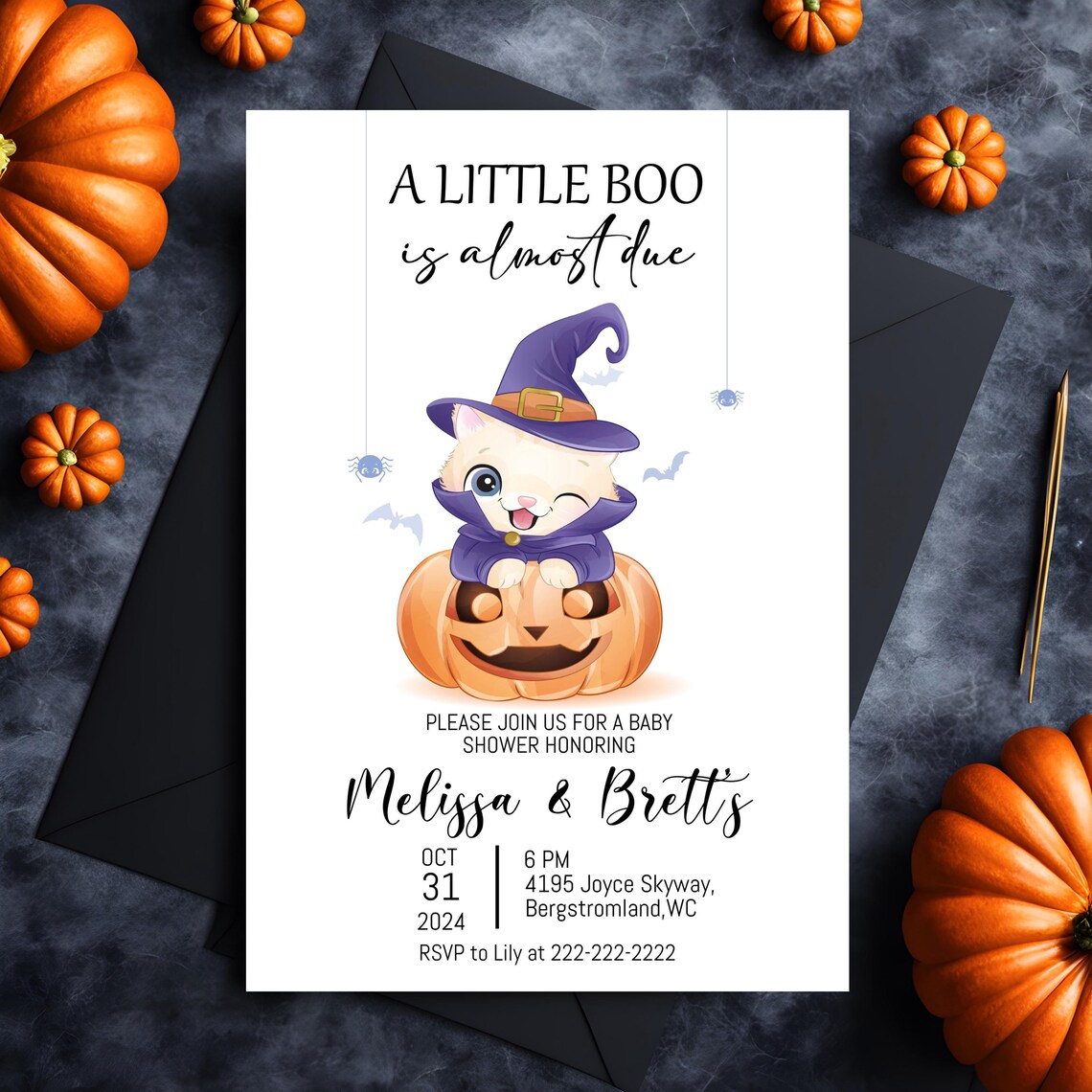 Editable A Little Boo Baby Shower Invitation, Boy Halloween Baby Shower ...