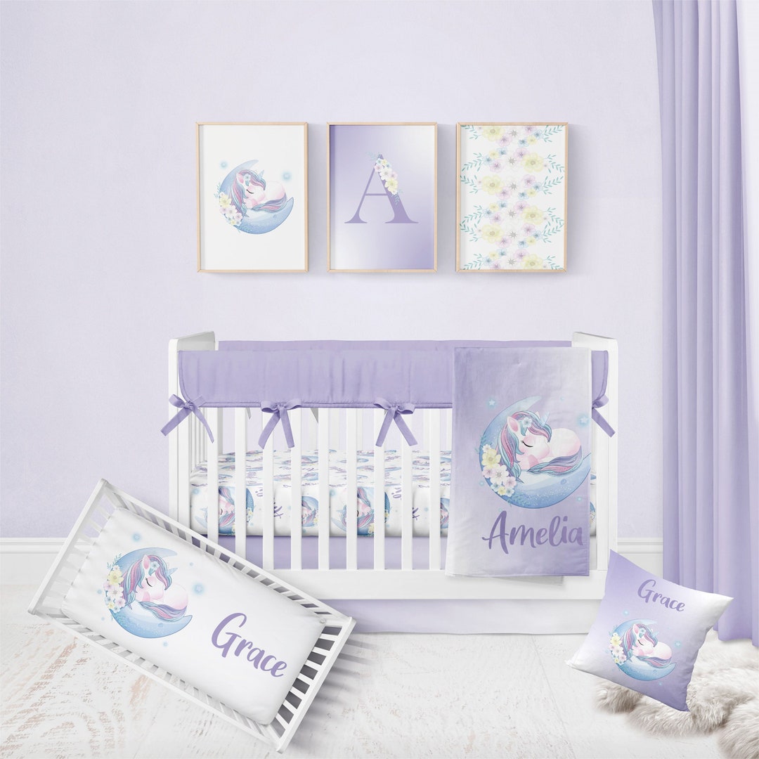 Unicorn Crib Bedding Set, Crib Bedding Set Girl, Unicorn Nursery ...