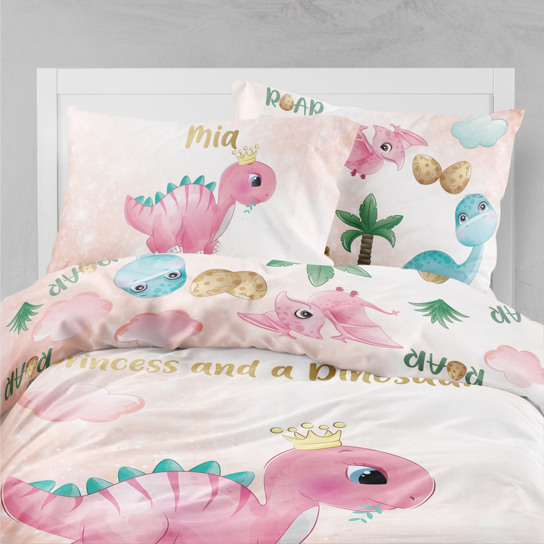 Dinosaur Girl Bedding Set, Girl Twin Bedding Set, Dino Girl Toddler ...