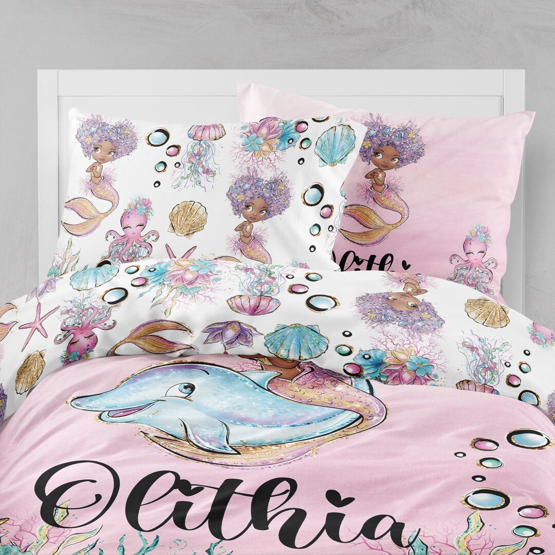 Black Mermaid Bedding, Mermaid Sheet Set, Mermaid Duvet, Organic Cotton ...