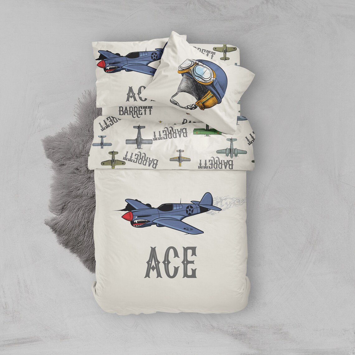 Plane Duvet Cover Set Personalized Bedding Pilot Bedding - Etsy