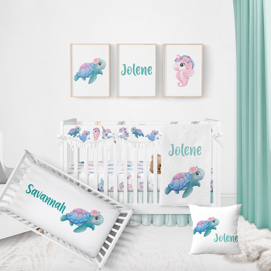 Sea Turtle Crib Bedding Set: Personalized Ocean Nursery - Etsy