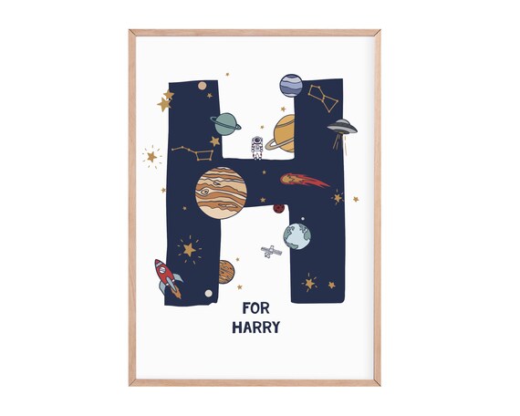 Personalised Space Themed Name Print Space Poster Nursery - Etsy