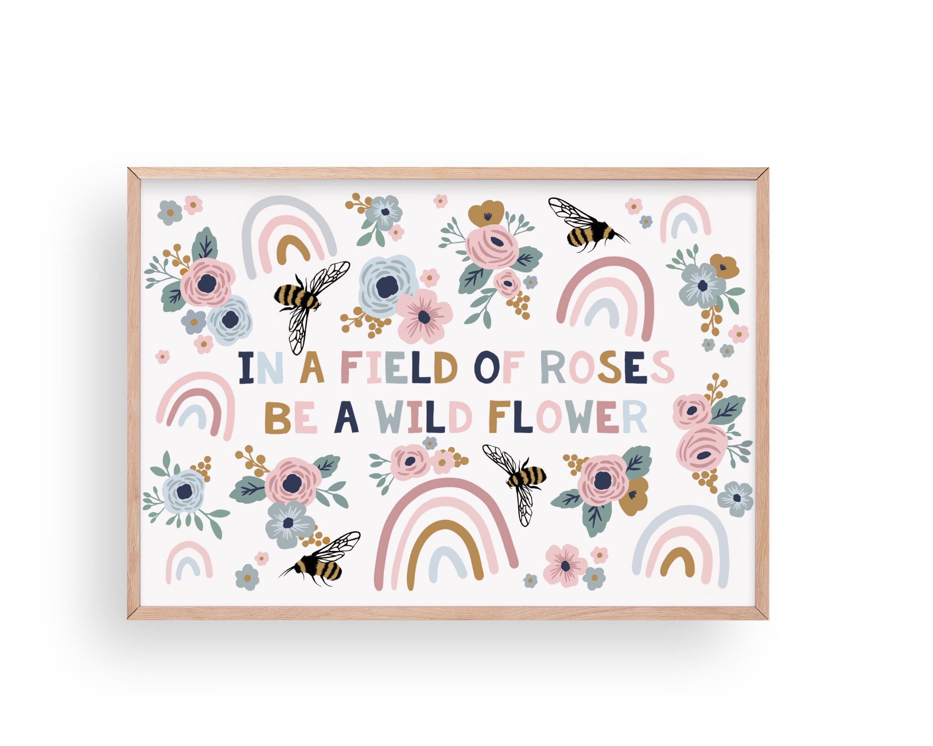 In a field of roses be a wild flower print | Etsy