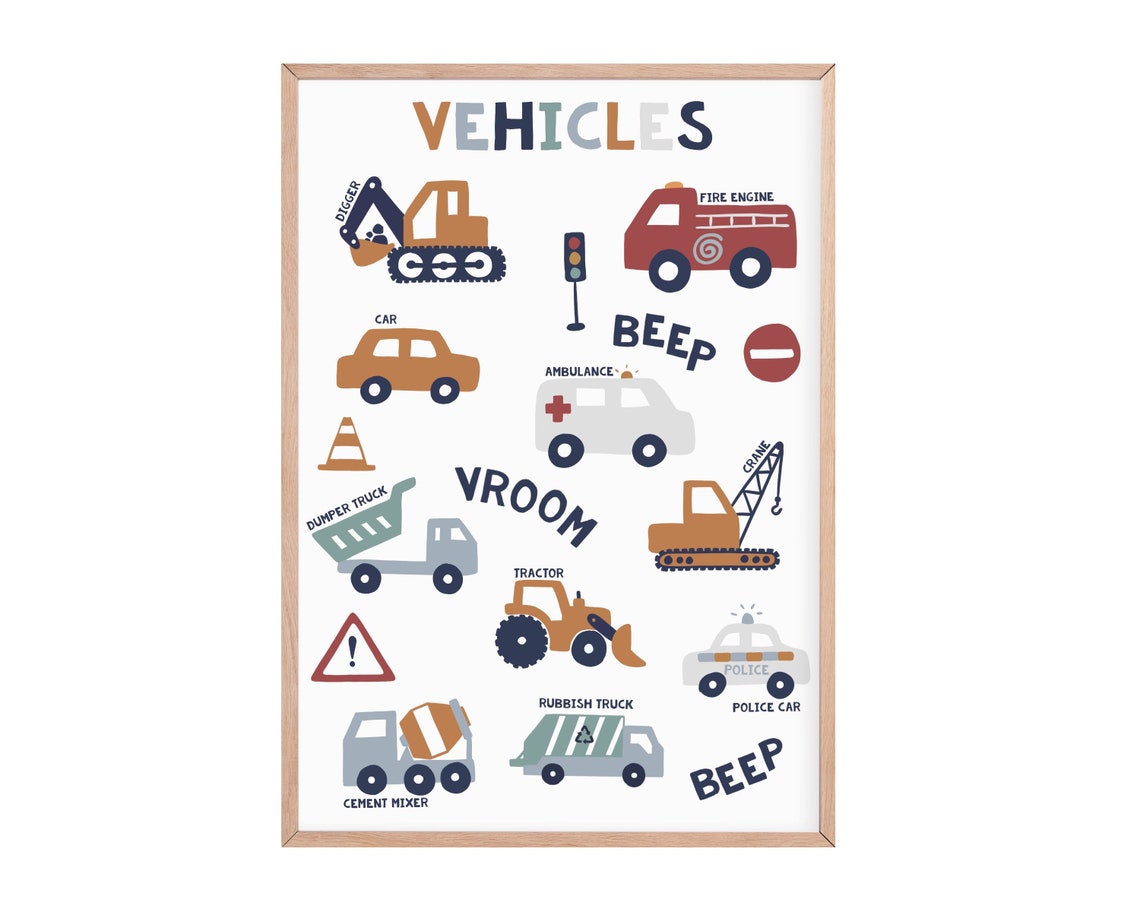 Vehicles Print Transport Kids Prints Cars and Trucks Print - Etsy