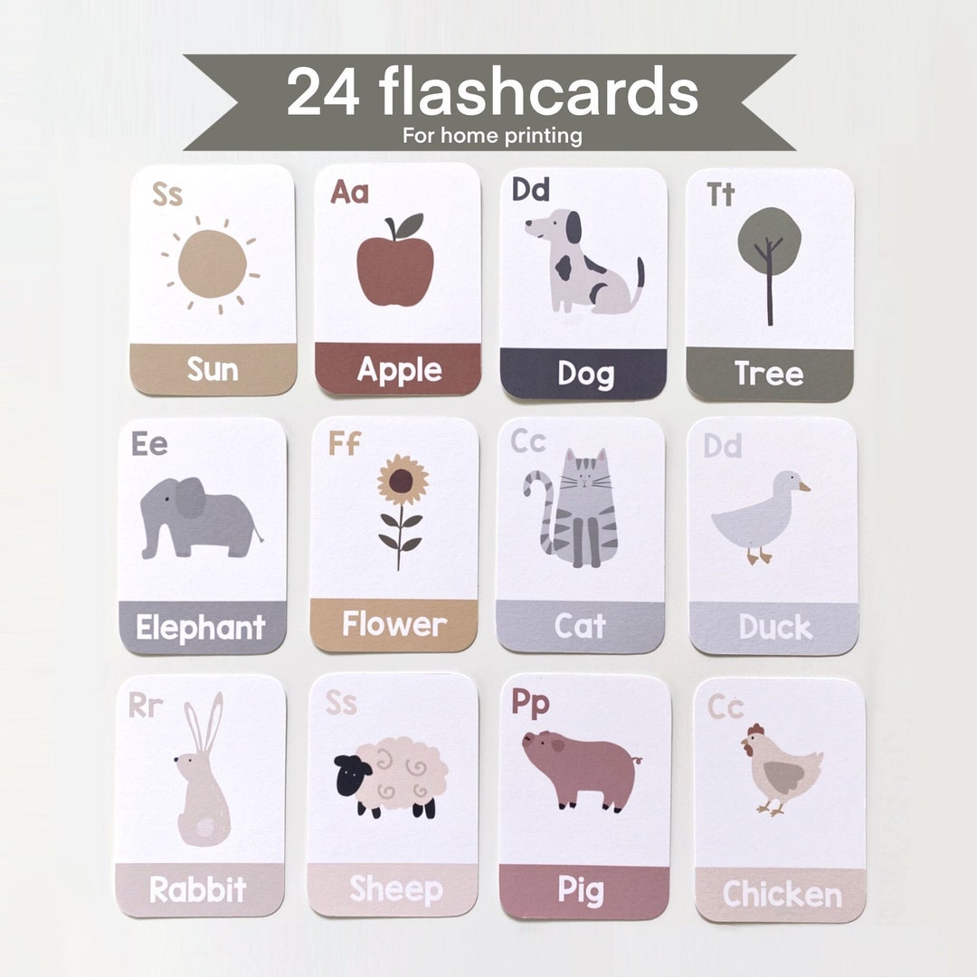 24 Digital Flashcards | Scandi Flashcards | Learning Resource | Instant ...