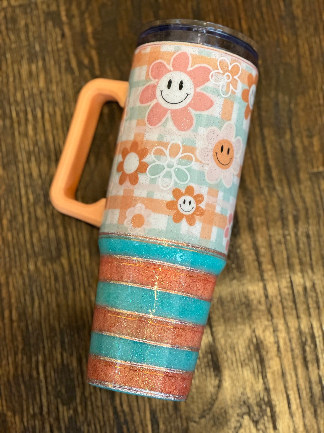 Smiley Flower Tumbler Stanley Dupe Tumbler Smiley Face - Etsy