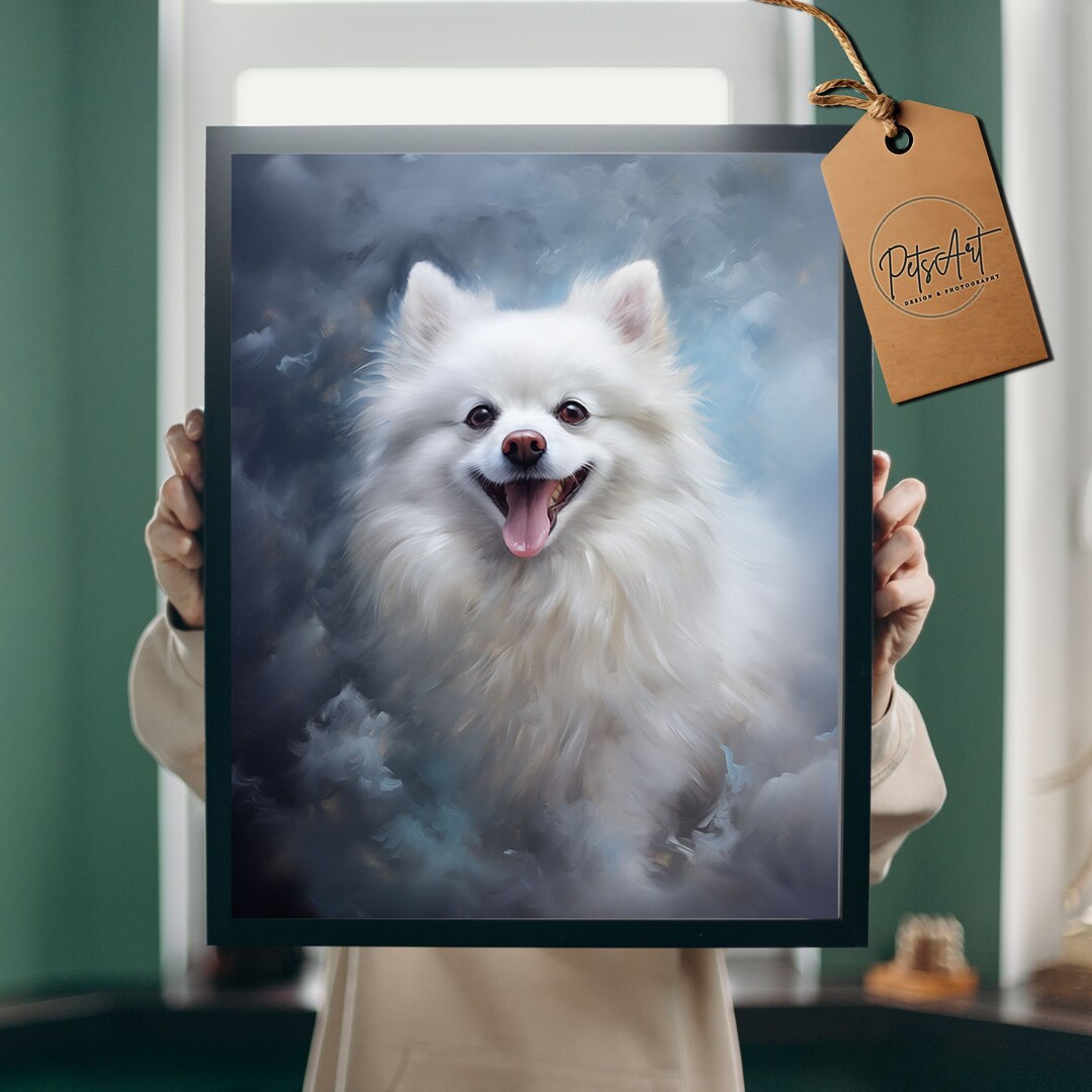 White Pomeranian Artwork Digital Download Printable Wall Art Pommy ...