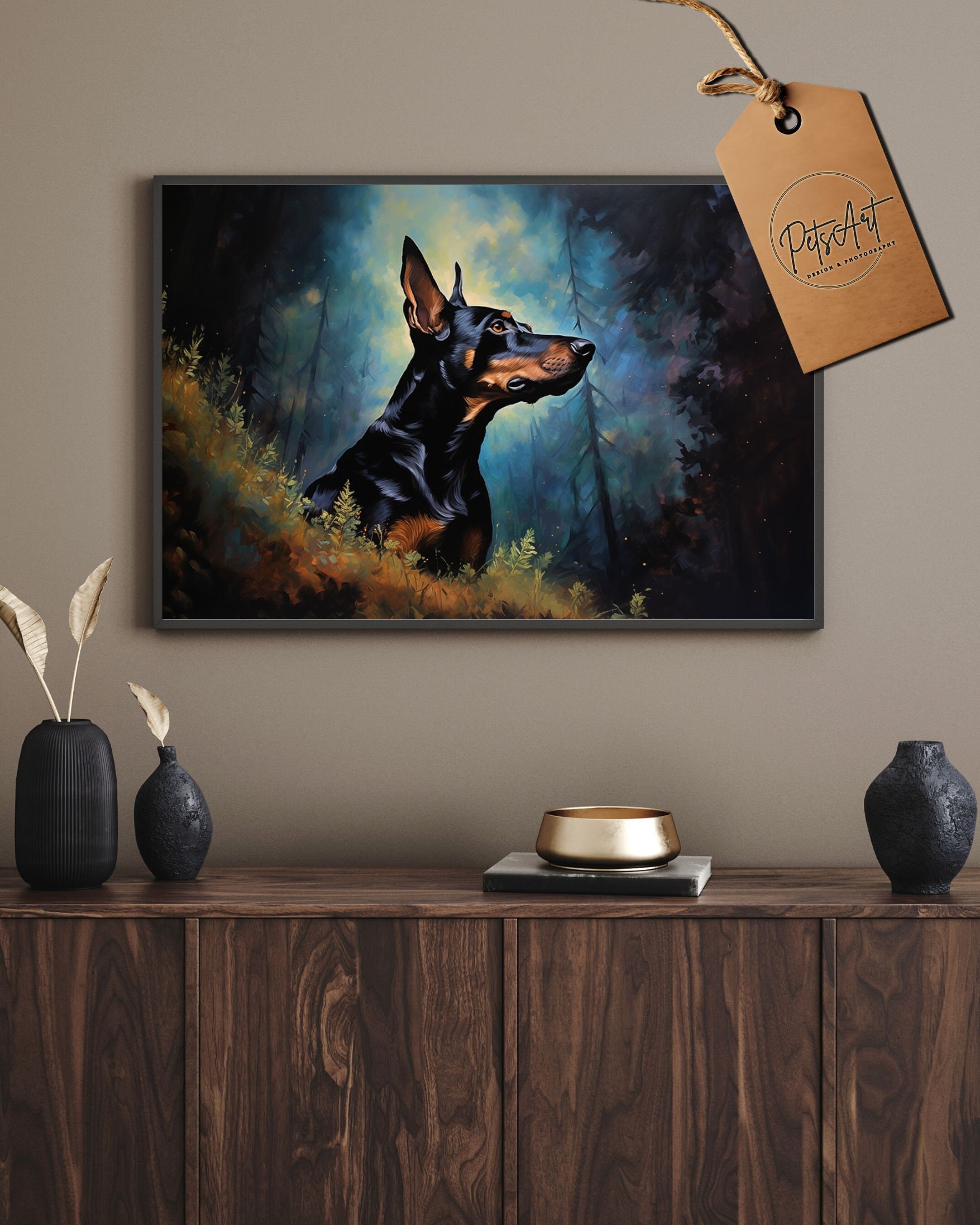Dobermann Artwork, Digital Download, Printable Wall Art, Dobermann ...