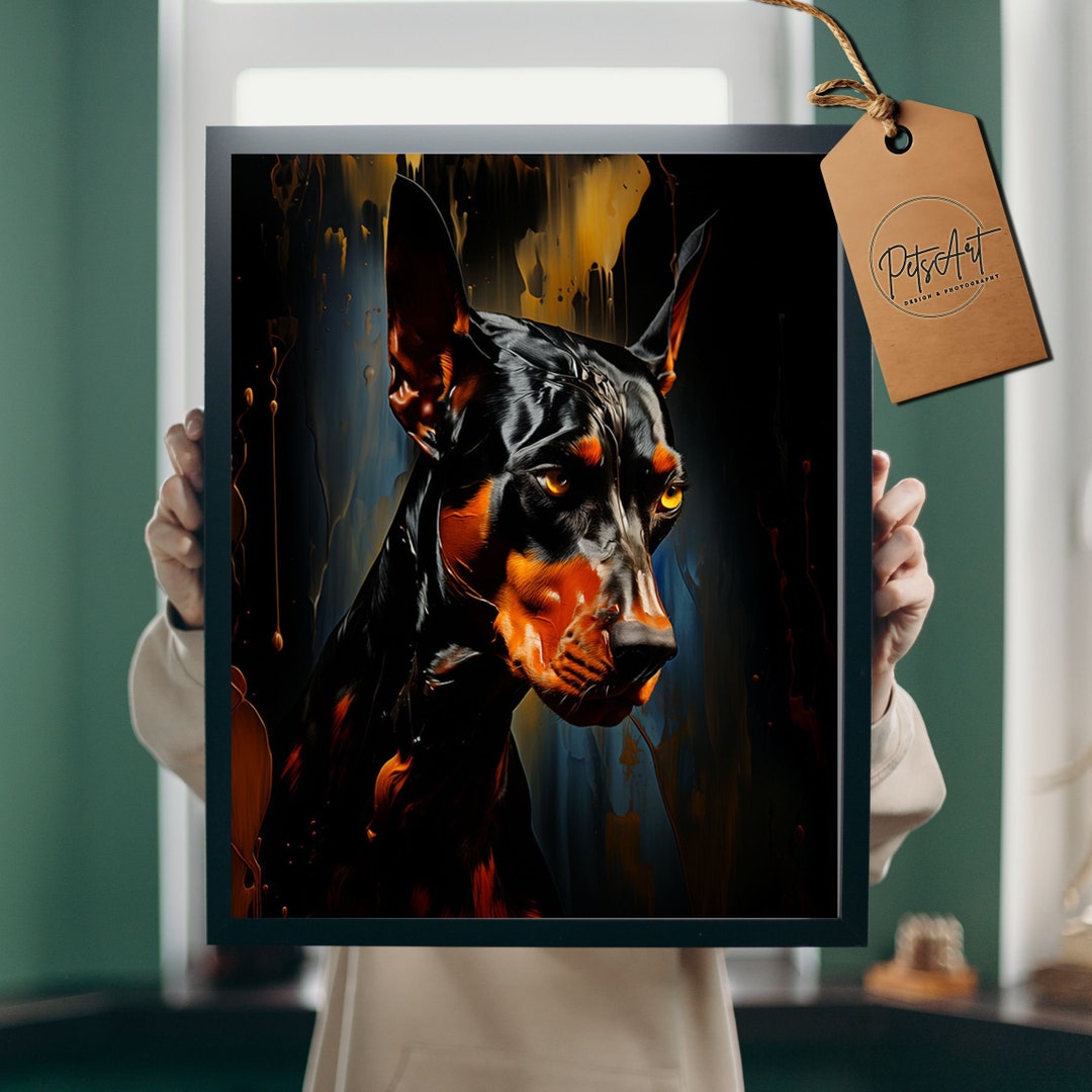 Dobermann Artwork Digital Download Printable Wall Art Doberman Pinscher ...