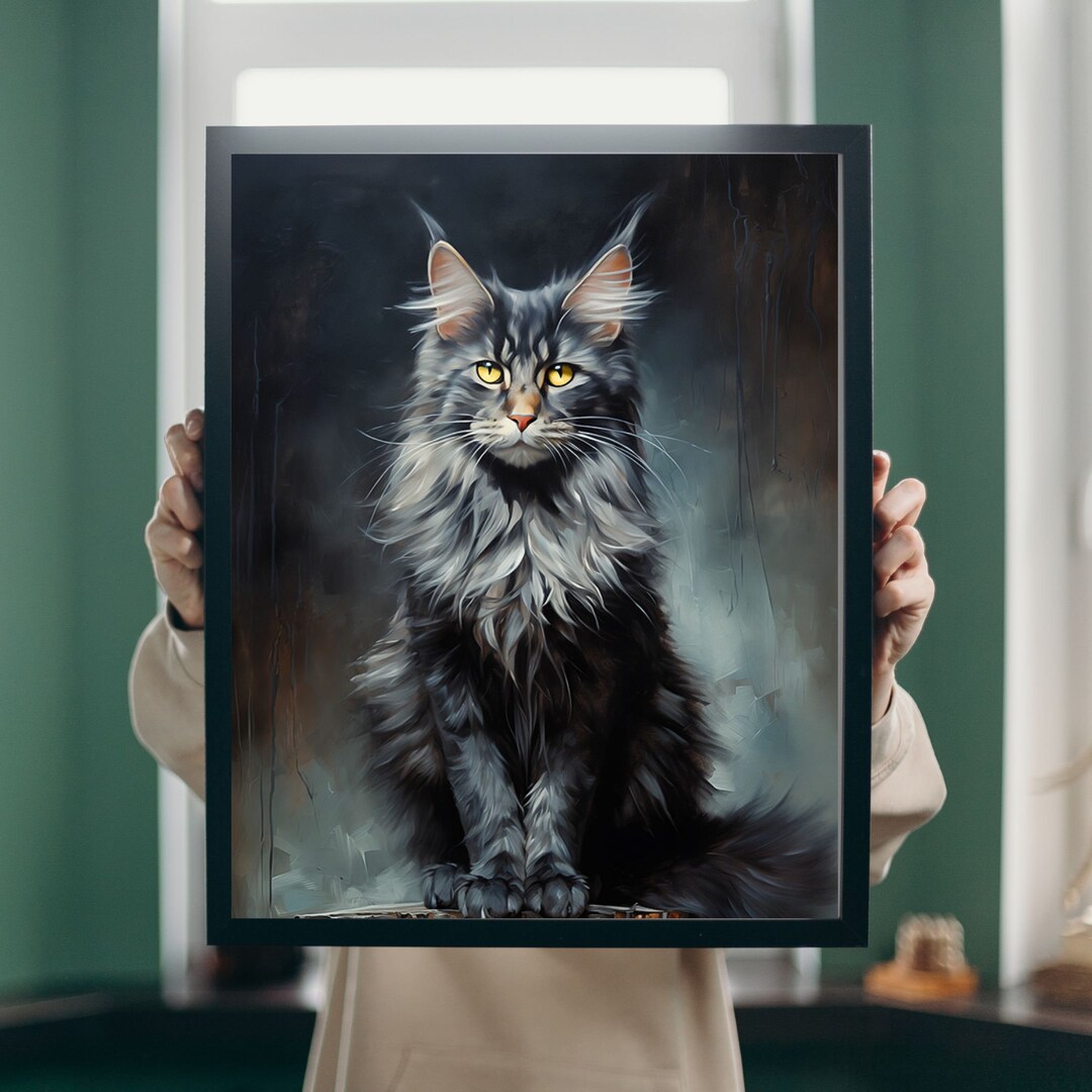 Maine Coon Cat Wall Art, Digital Download, Printable Wall Art, Coon Cat ...
