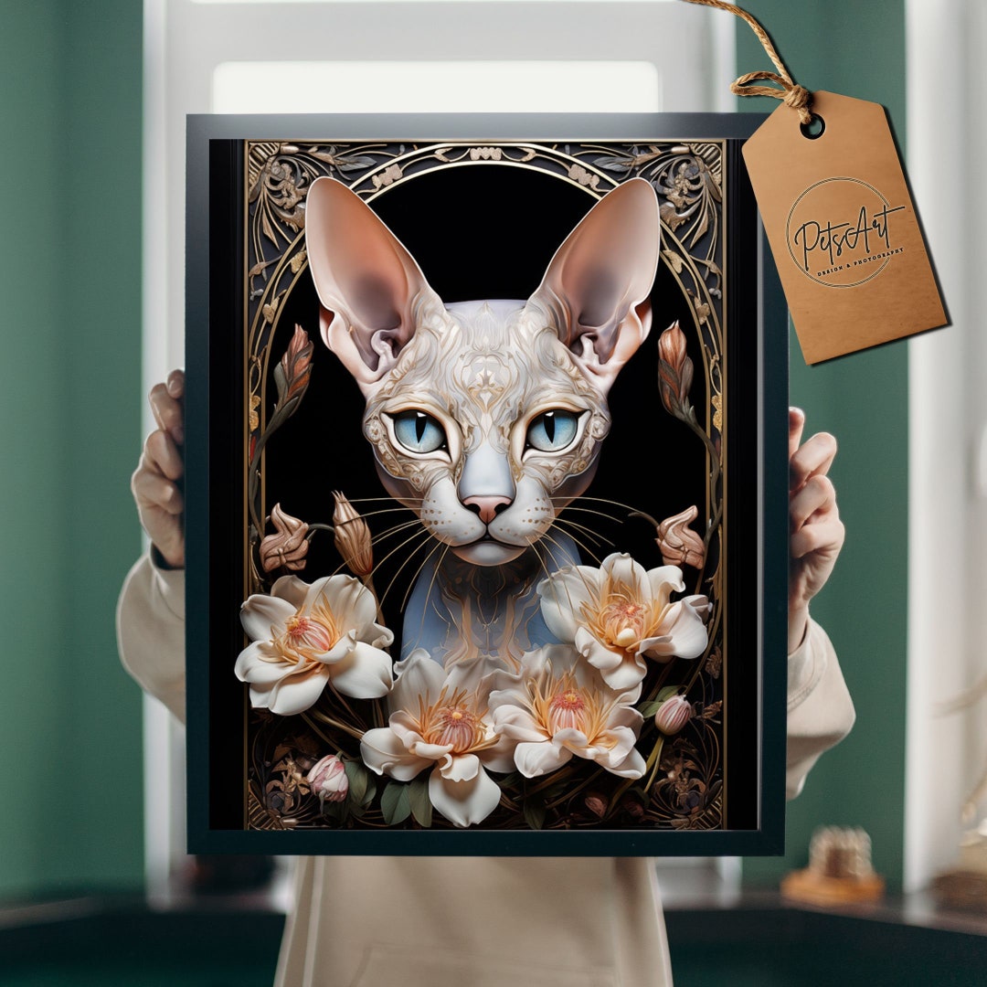 Sphynx Cat Artwork Digital Download Printable Wall Art Sphynx Cat Gifts ...