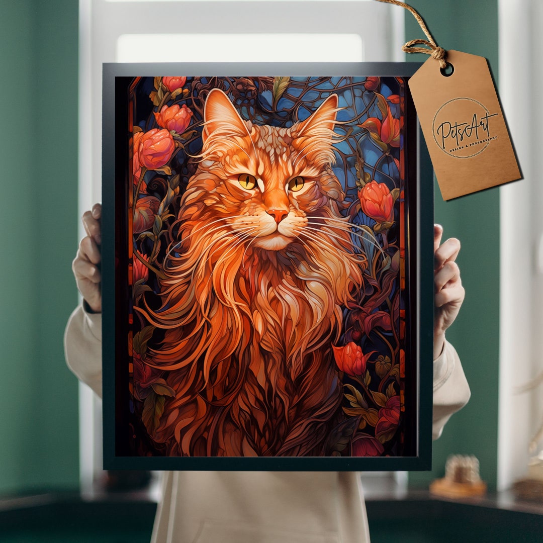 Maine Coon Cat Wall Art, Digital Download, Printable Wall Art, Coon Cat ...