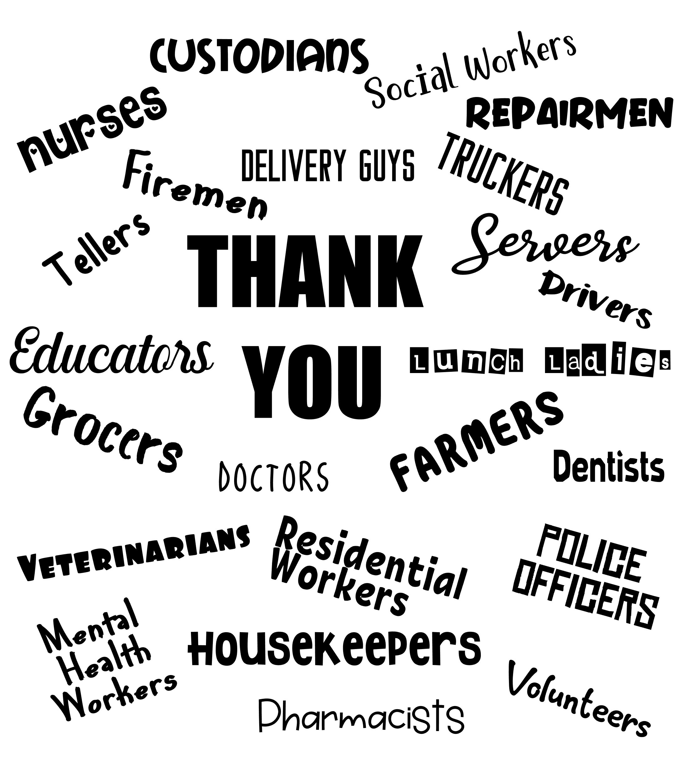 Thank You Essential Workers, SVG PNG, Nurses Truckers Educators Grocers ...