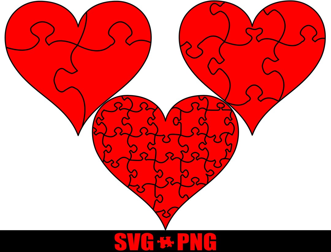 Printable Valentine's Day Heart Puzzles, SVG PNG (digital Download) - Etsy