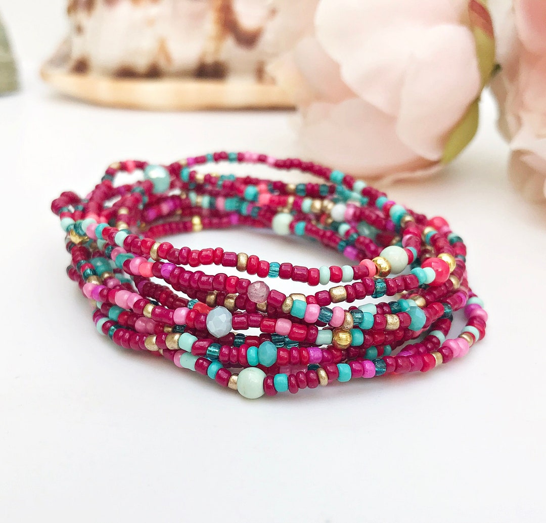 Wrap Bracelet Merci Ma Cherie With Semi-precious Stones Bead Bracelet ...