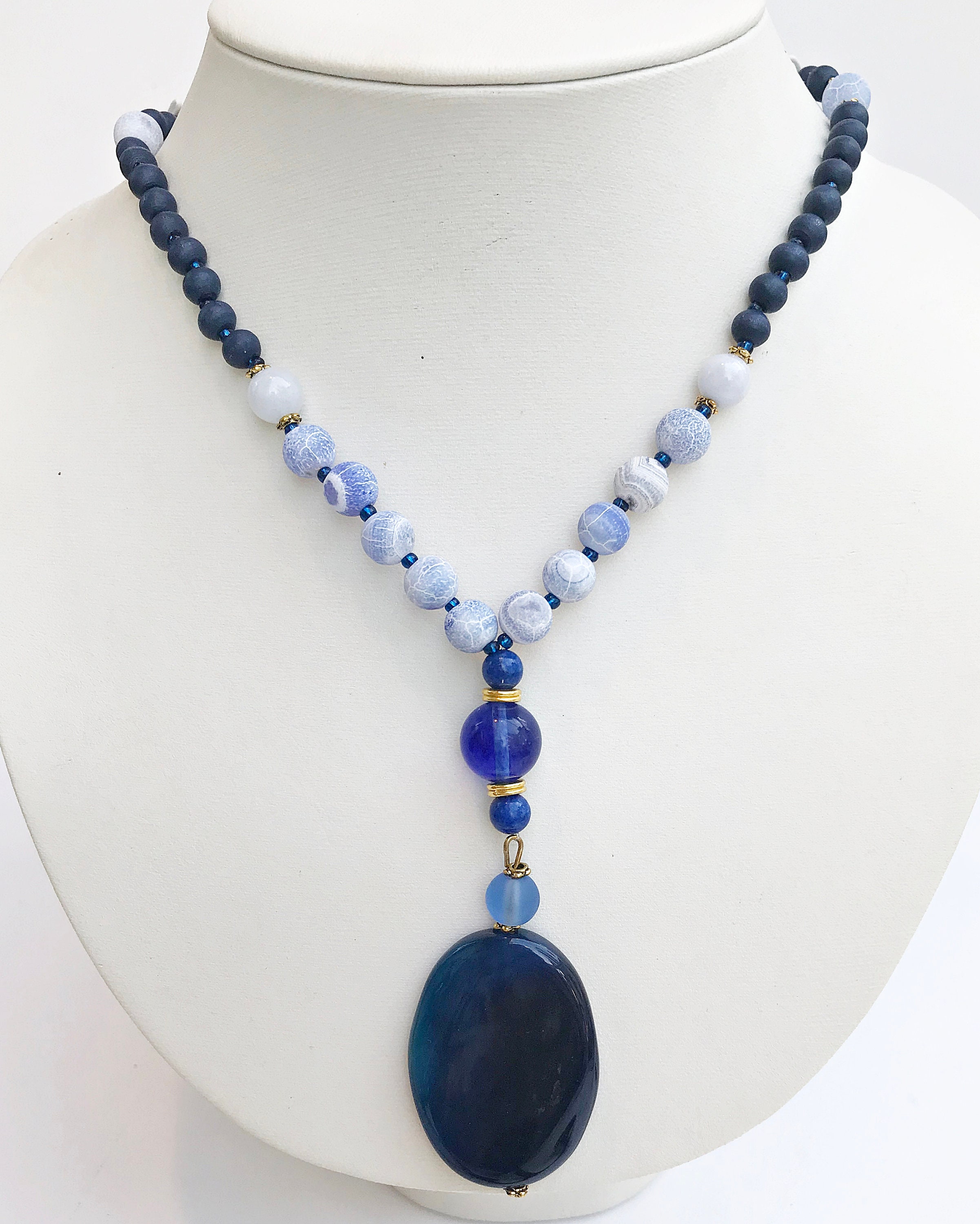 Semi-precious Stone Necklace With Pendant Necklace Ladies - Etsy UK