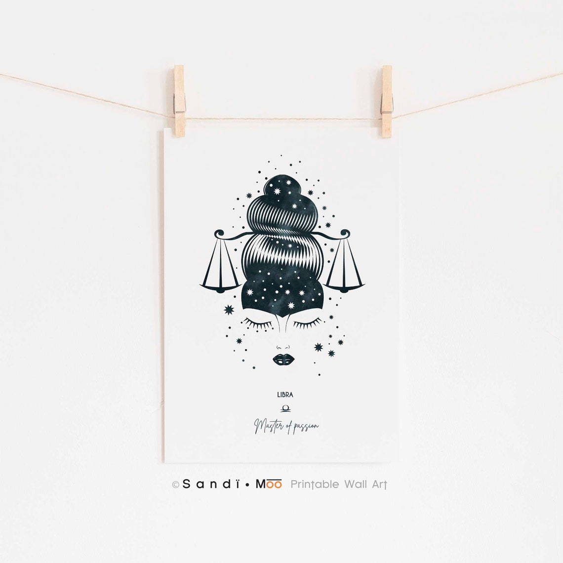 Female LIBRA Zodiac Sign Print Star Sign Printable Poster | Etsy