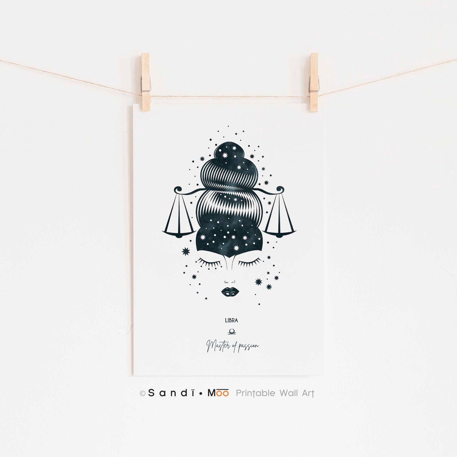 Female LIBRA Zodiac Sign Print Star Sign Printable Poster | Etsy