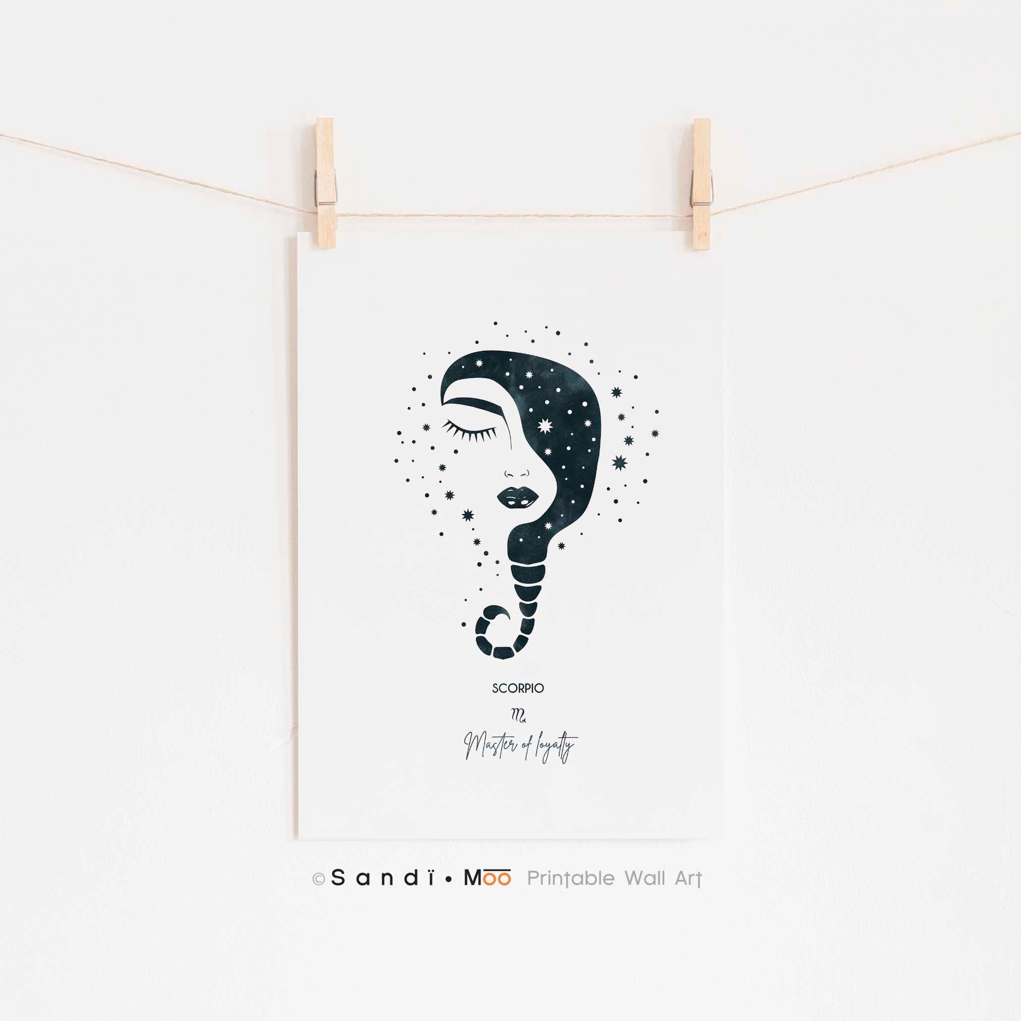 Scorpio Zodiac Printable Wall Art Poster Horoscope Sign Printable ...