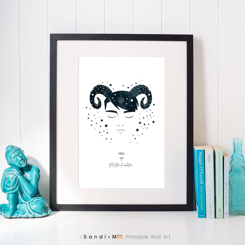 Male ARIES Zodiac Sign Printable Wall Art Astrology Print - Etsy