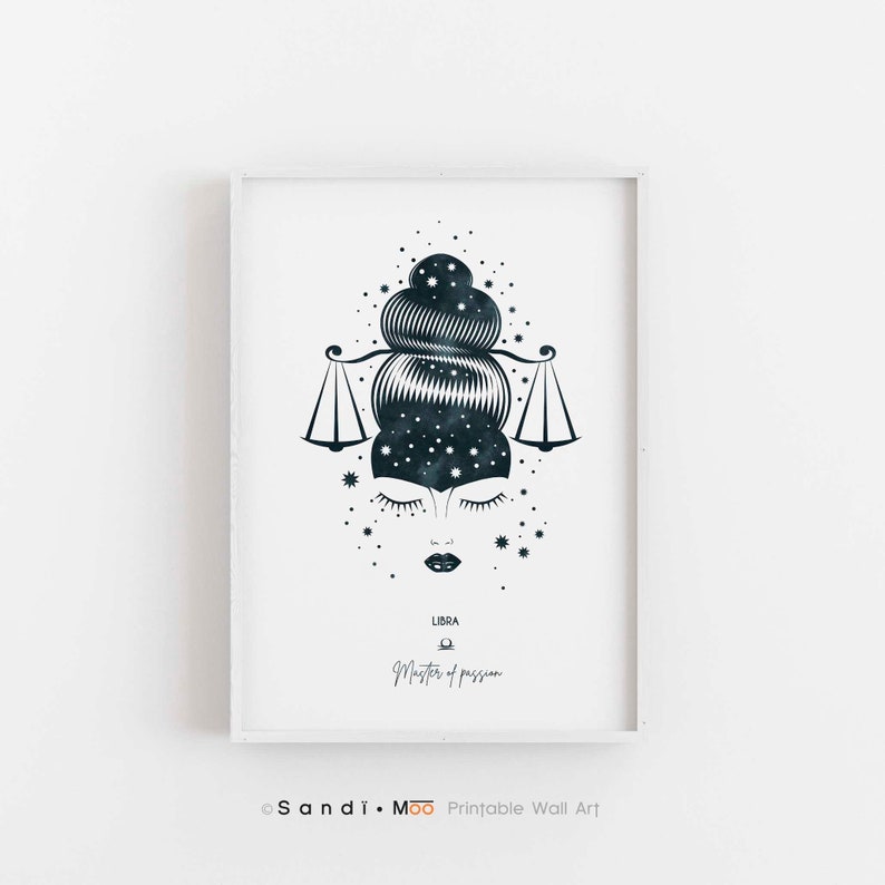 Female LIBRA Zodiac Sign Print Star Sign Printable Poster | Etsy