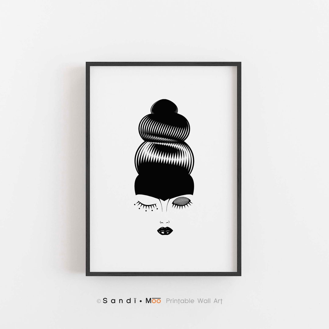 Black & White Woman Print, Female Printable Wall Art, Modern Fashion ...