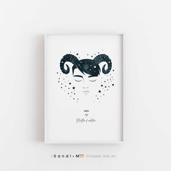 Male ARIES Zodiac Sign Printable Wall Art Astrology Print | Etsy