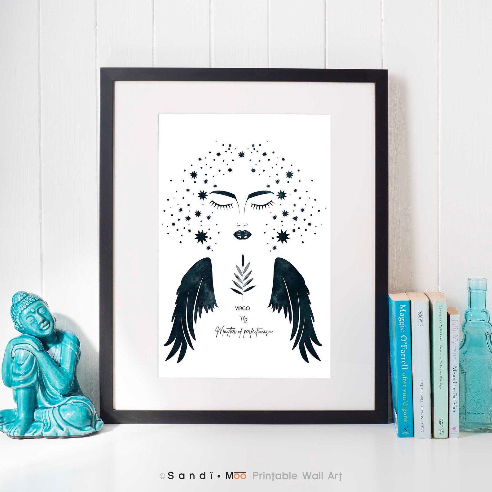 Female VIRGO Zodiac Sign Print, Star Sign Printable Wall Art Decor ...