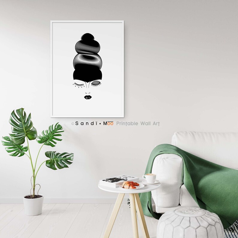 Black & White Woman Print, Female Printable Wall Art, Modern Fashion ...