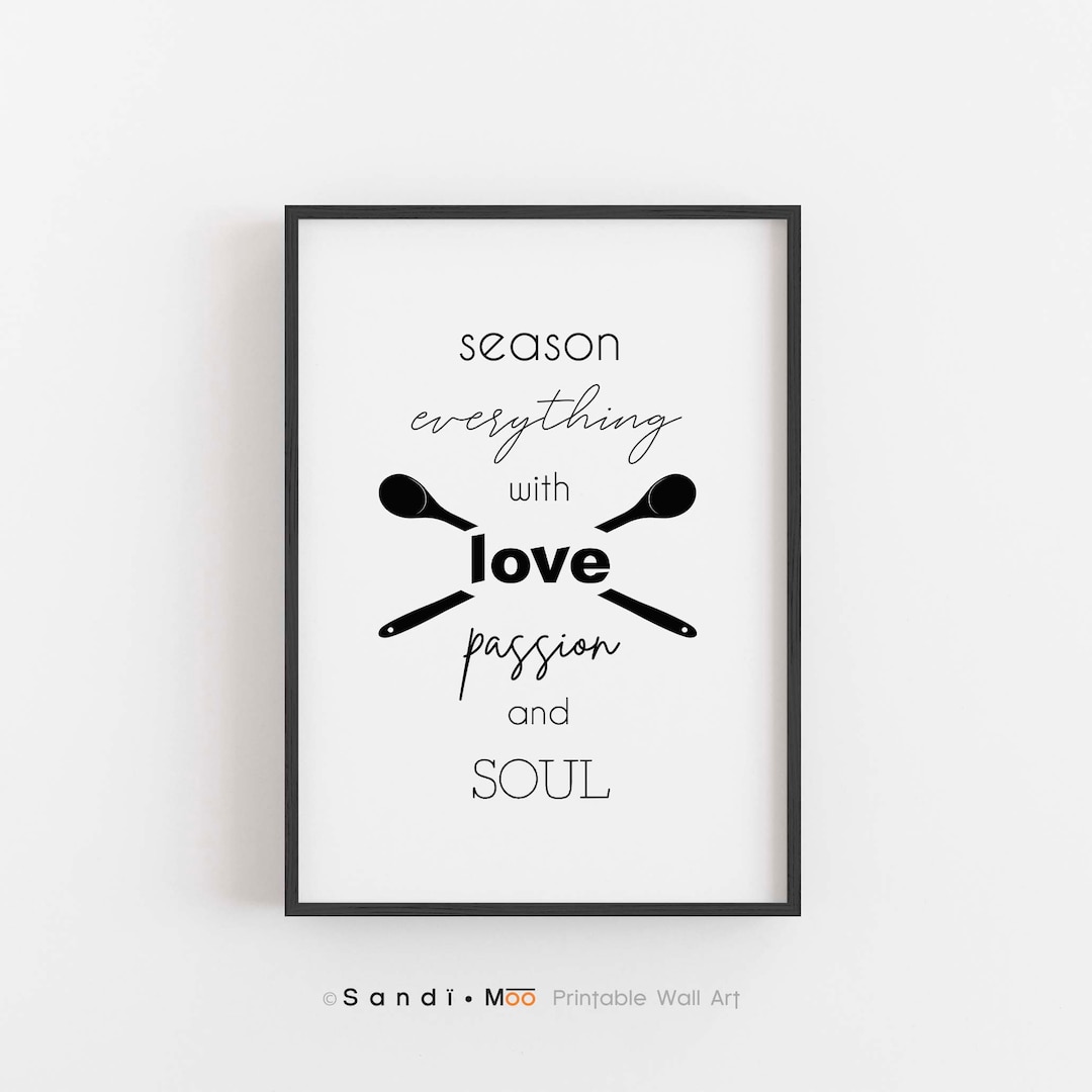 DIY Kitchen Printable Wall Art Decor, Black and White Kitchen Poster ...