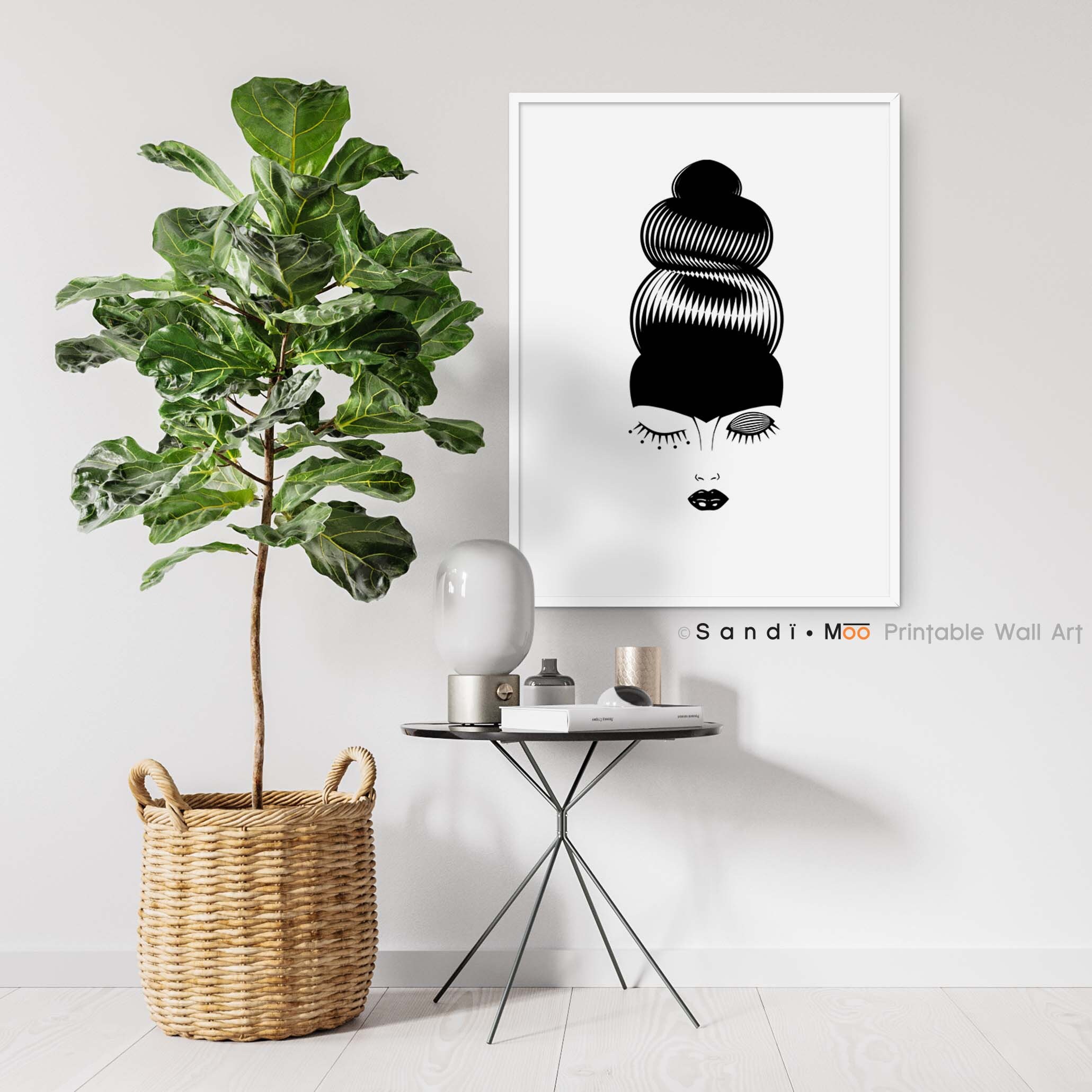 Black & White Woman Print Female Printable Wall Art Modern - Etsy