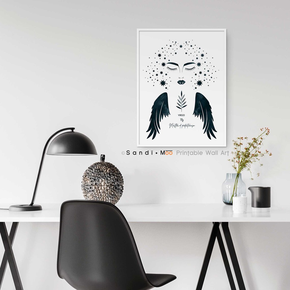 Female VIRGO Zodiac Sign Print, Star Sign Printable Wall Art Decor ...