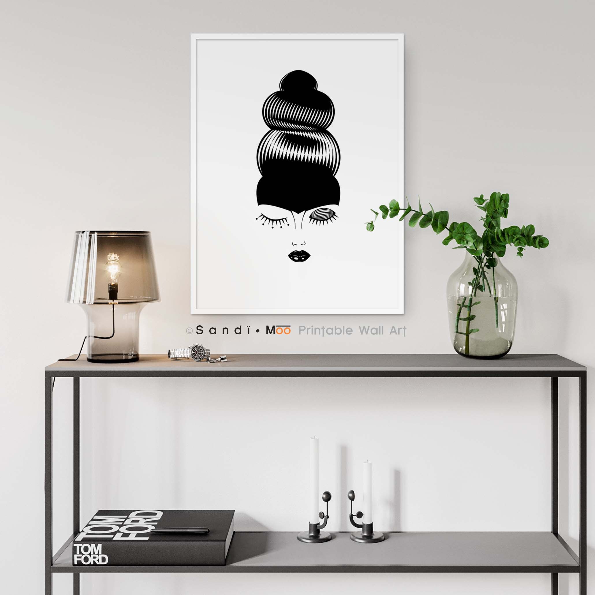 Black & White Woman Print Female Printable Wall Art Modern - Etsy