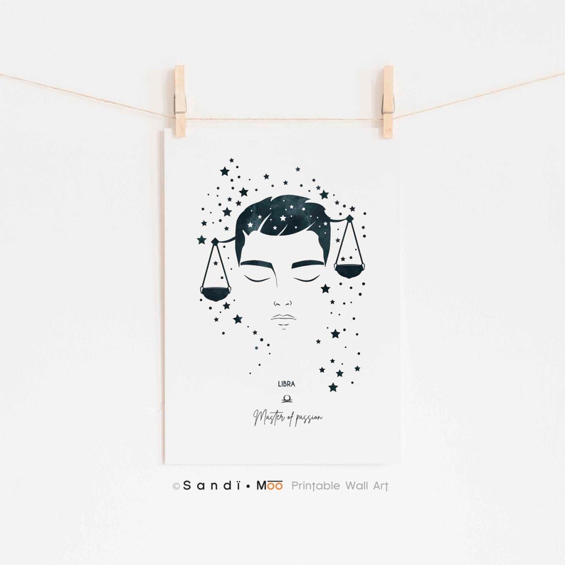 Male LIBRA Zodiac Sign Print Star Sign Printable Poster - Etsy