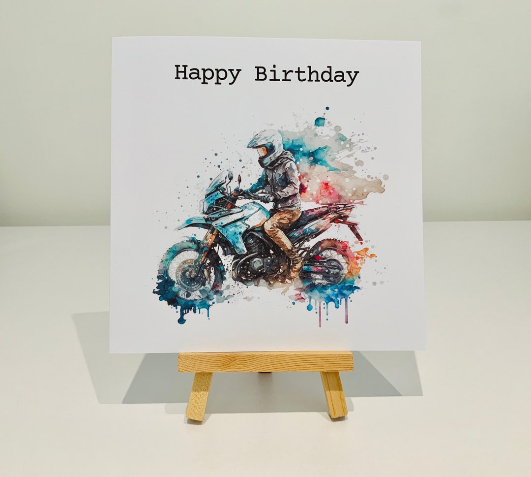 Motorbike Birthday Card, Motorcycle Card, Biker Card - Etsy