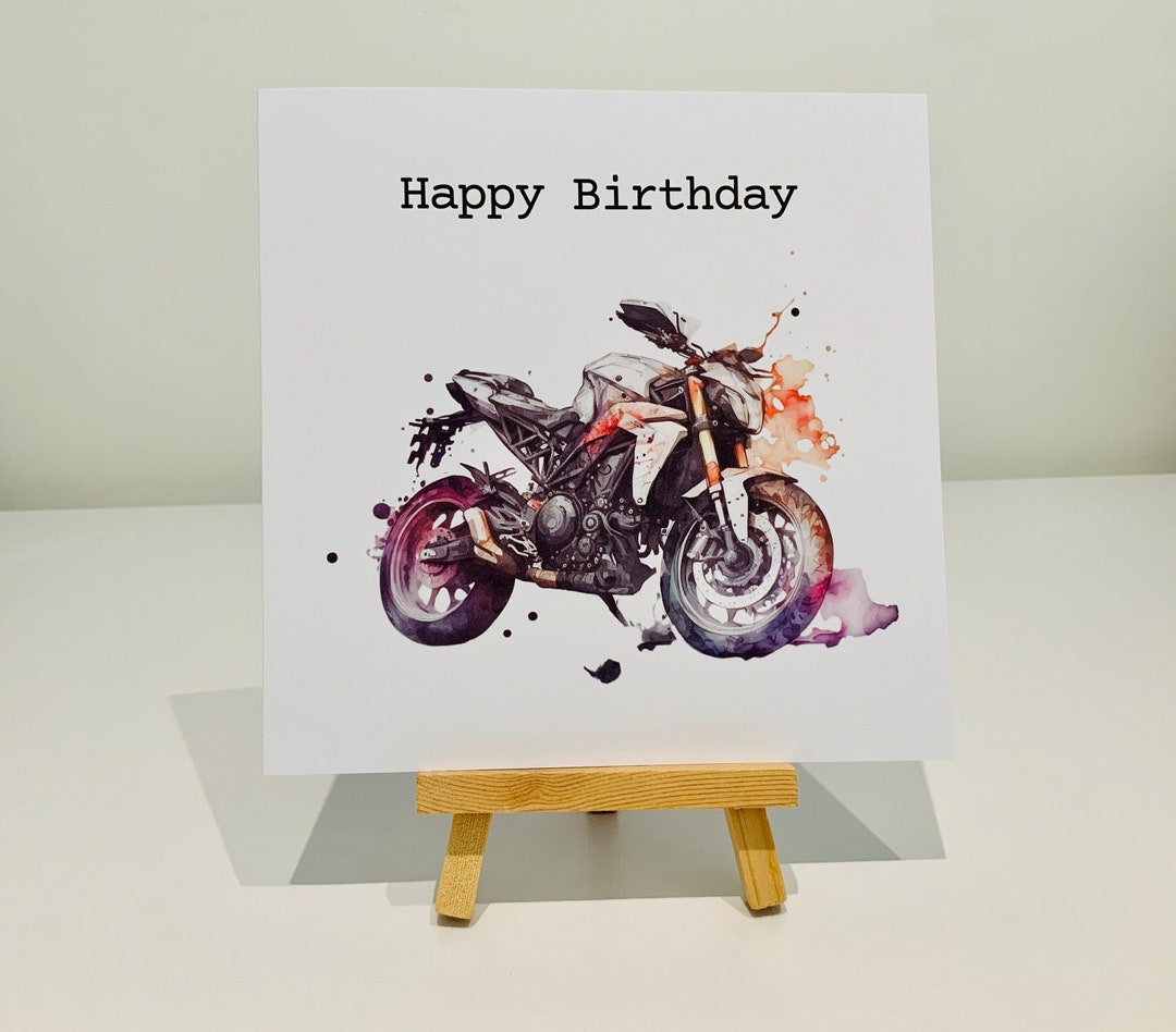 Motorbike Birthday Card, Motorcycle Card, Biker Card - Etsy