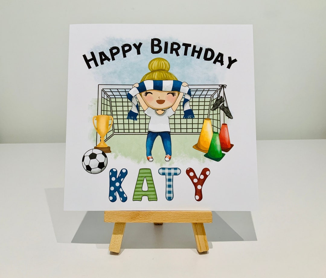 Girl Football Birthday Card, Daughter, Granddaughter, Personalised ...