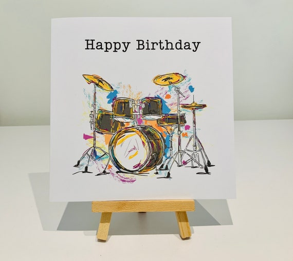 Male Birthday Card Drums Birthday Card Drum Kit Drums | Etsy