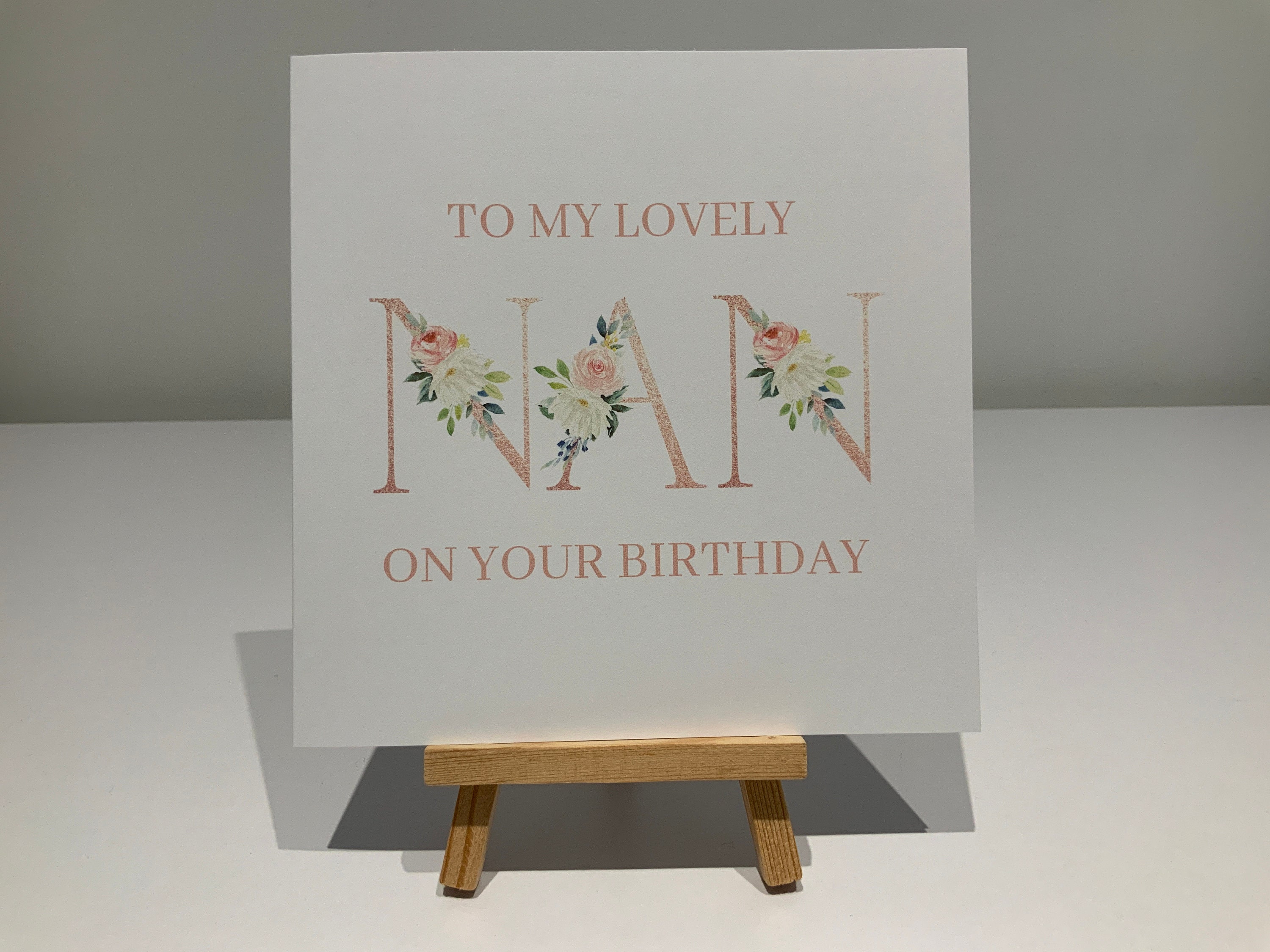 Happy Birthday Nan nan birthday card Rose gold floral | Etsy