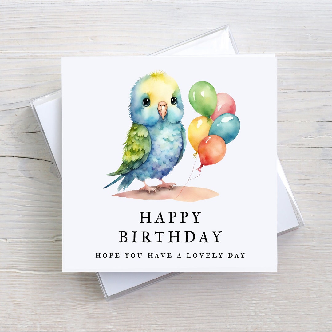 Birthday Card Budgie Birthday Card Happy Birthday Etsy