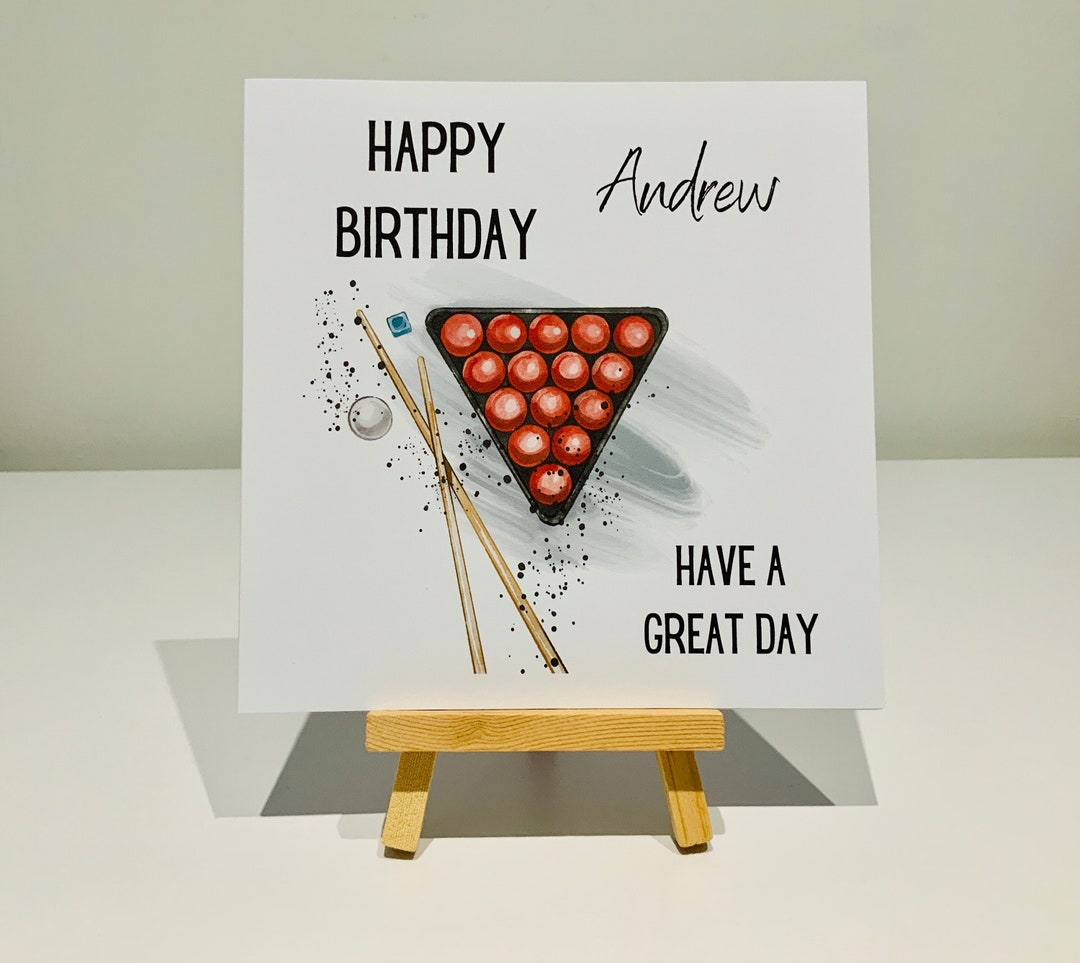 Birthday Card, Snooker Birthday Card, Snooker Player Card, Personalised ...