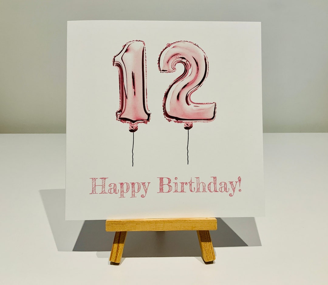 12th Birthday Card, Milestone Age Birthday Card, Twelve Birthday, 12 ...
