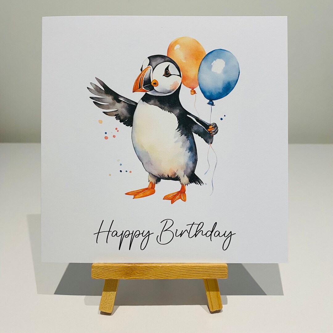 Puffin Birthday Card, Cute Birthday Card, Puffin, Cute Puffin Birthday ...