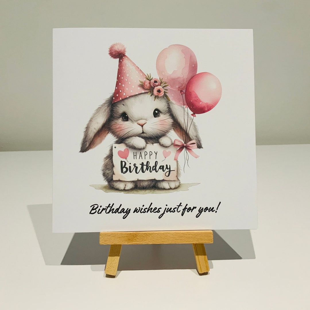Birthday Card, Female Birthday Card, Ladies Birthday Card, Cute Bunny ...