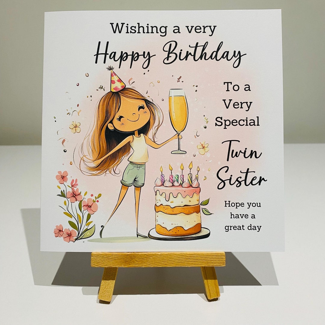 Twin Sister Birthday Card, Happy Birthday to My Twin Sister, Sister ...