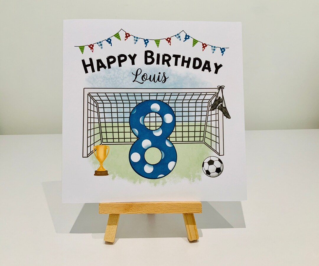 Boys 8th Birthday Card, Personalised Boy 8th Birthday Card, Football, 8 ...